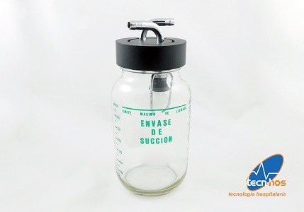 FRASCO ASPIRACIÓN DE VIDRIO GRADUADO 1 L CON TAPA, NIPLES Y FLOTADOR ...