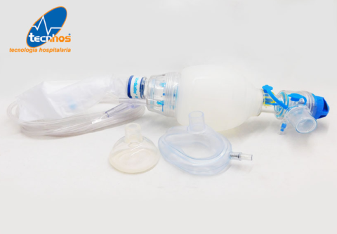 RESUCITADOR INFANTIL REUSABLE CON MASCARILLA, LINEA DE OXIGENO, BOLSA ...